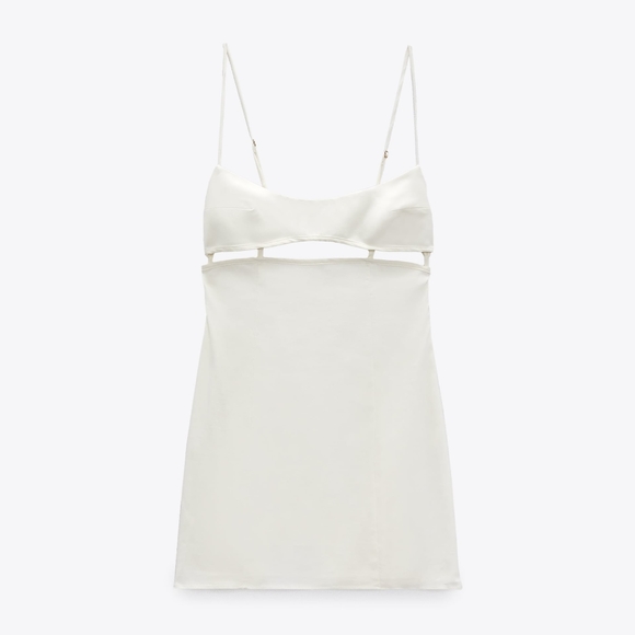 Zara | Dresses | Zara White Mini Dress With Cut Outs | Poshmark